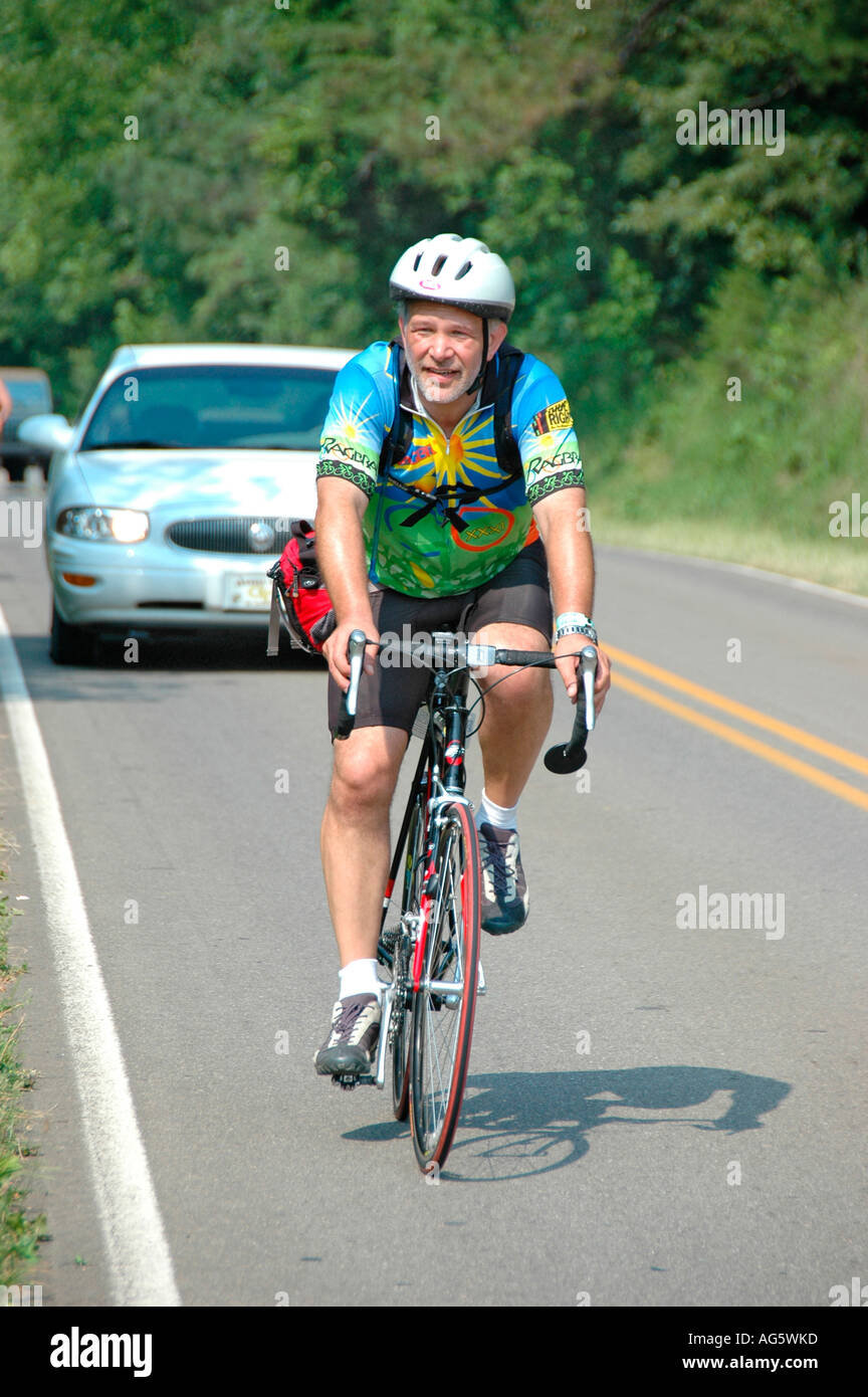 Bicycle riders in full safety gear riding the public highways of the US ...
