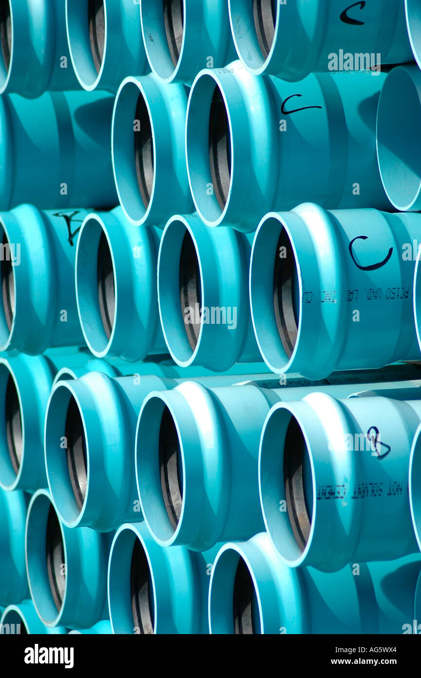 Stacked new gas - sewer pipe for utility company installation and ...