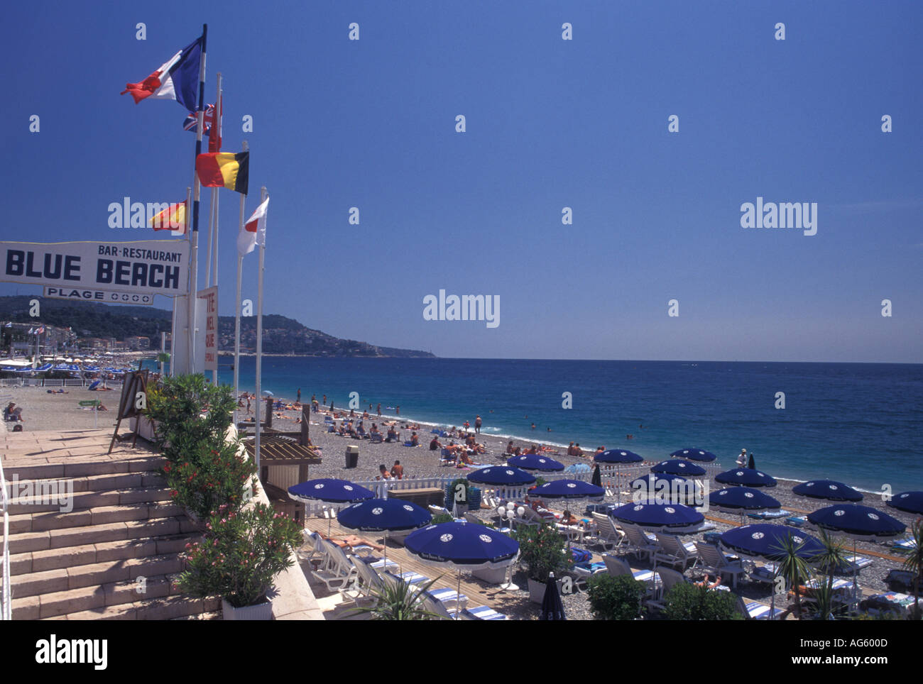 Sunbathers on beach nice france hi-res stock photography and images - Alamy