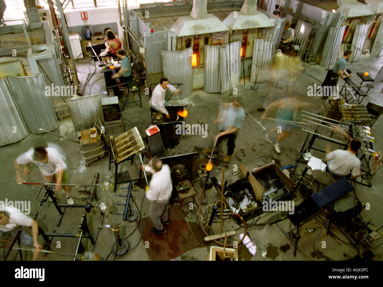 Devon Great Torrington Dartington Crystal factory workers blowing glass ...