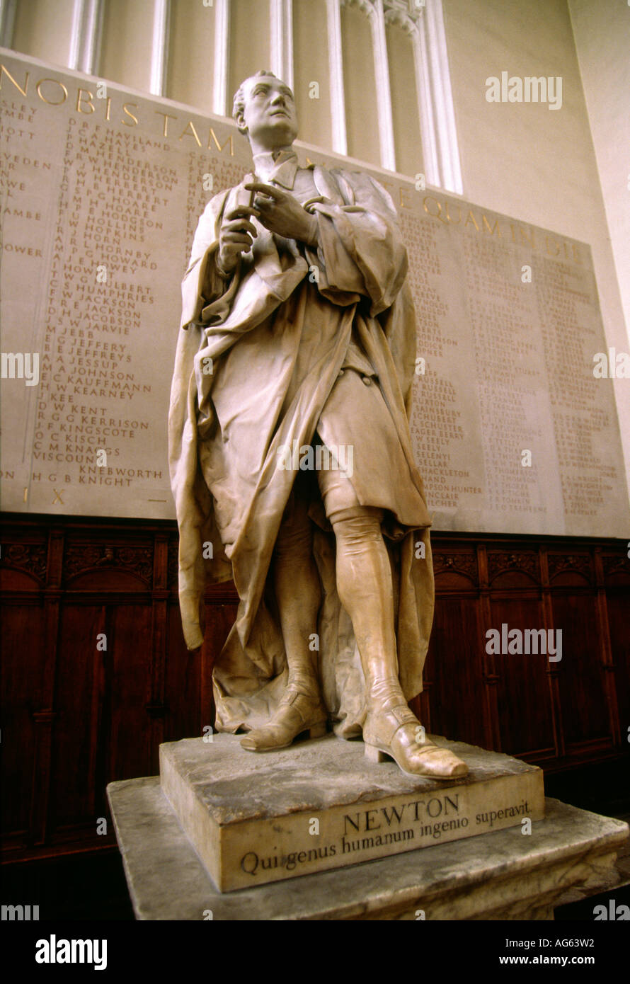 UK Cambridgeshire Cambridge Trinity Street Statue of Isaac Newton in Trinity College Stock Photo ...