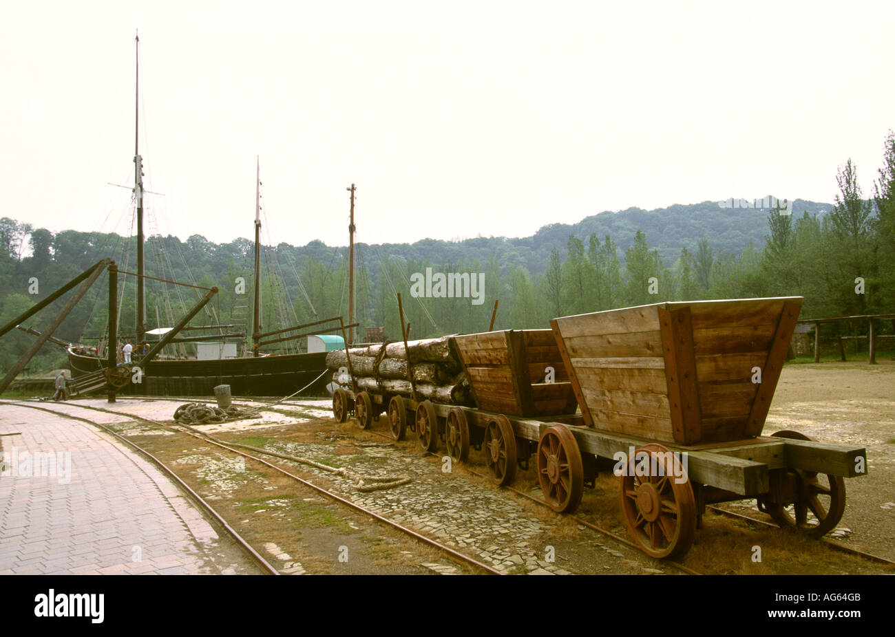 Devon Morwellham Quay ship moored by railway Stock Photo - Alamy