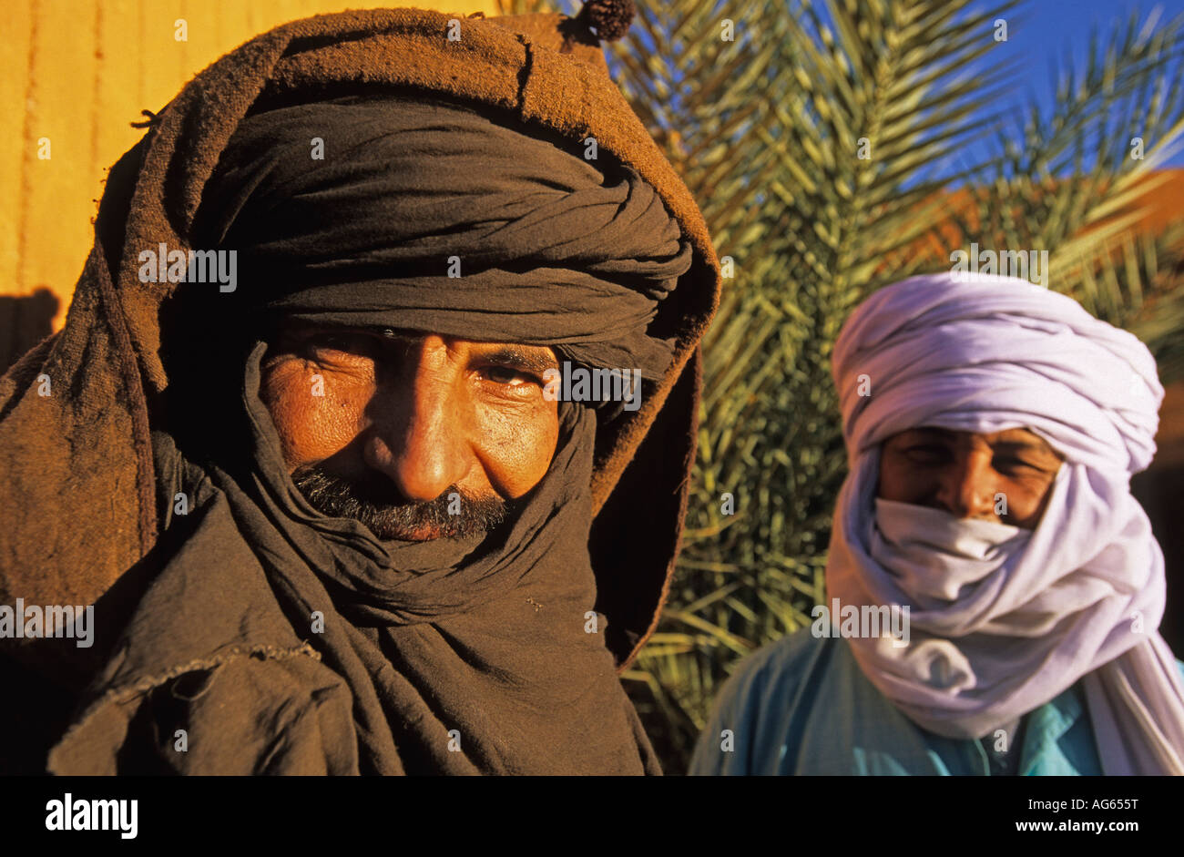 Algeria Tamanrasset Man of Tuareg tribe wearing turban during TAFSIT or ...