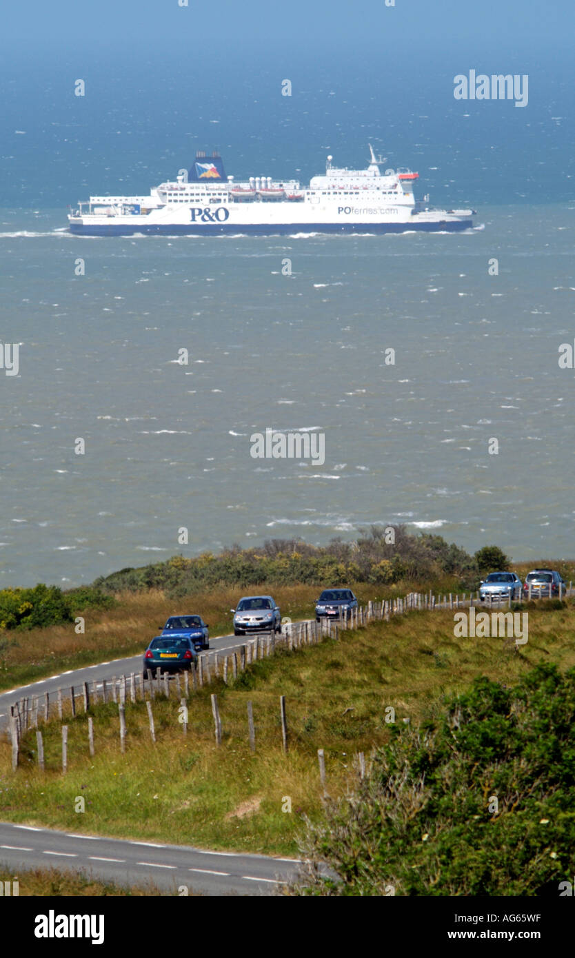 English Channel seen from Northern France coast.Cross Channel ferry ...