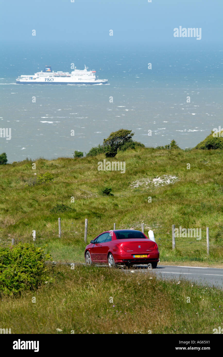 English Channel seen from Northern France coast.Cross Channel ferry ...