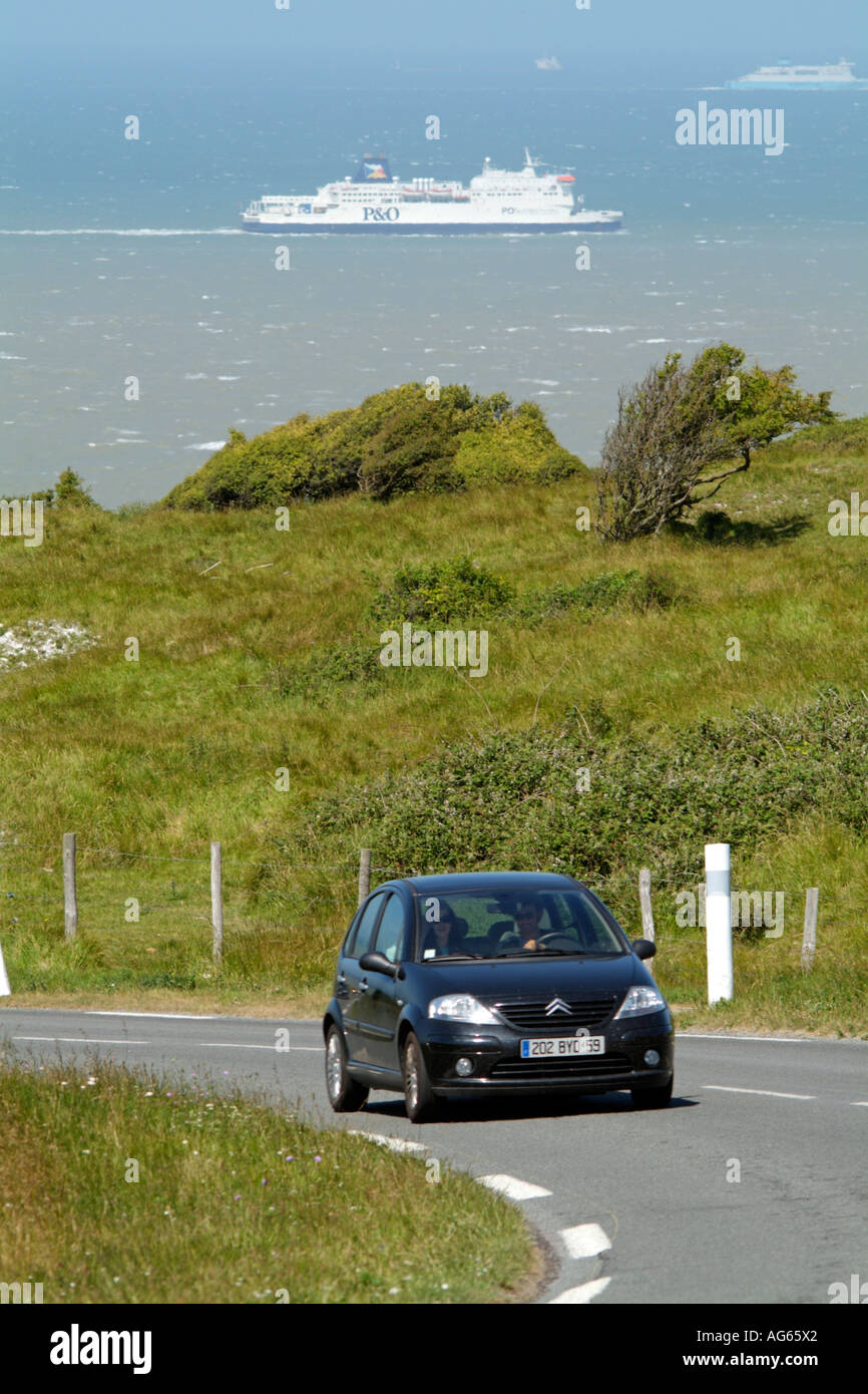 English Channel seen from Northern France coast.Cross Channel ferry ...