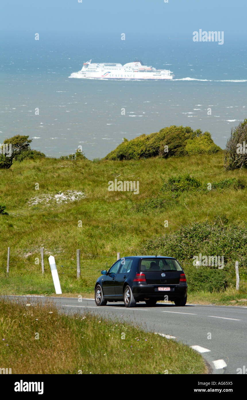 English Channel seen from Northern France coast.Cross Channel ferry ...