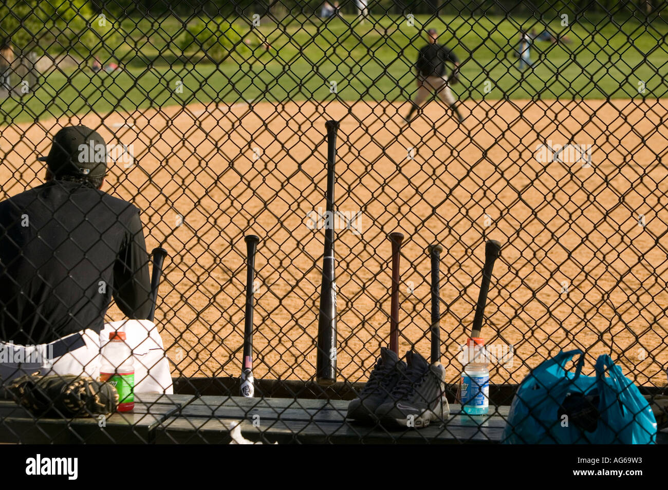 Weekend afternoon baseball game in Central Park in New York City, USA ...