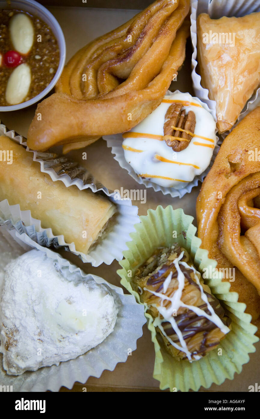 MIddle Eastern pastry in a cardboard box July 2006 Stock Photo - Alamy