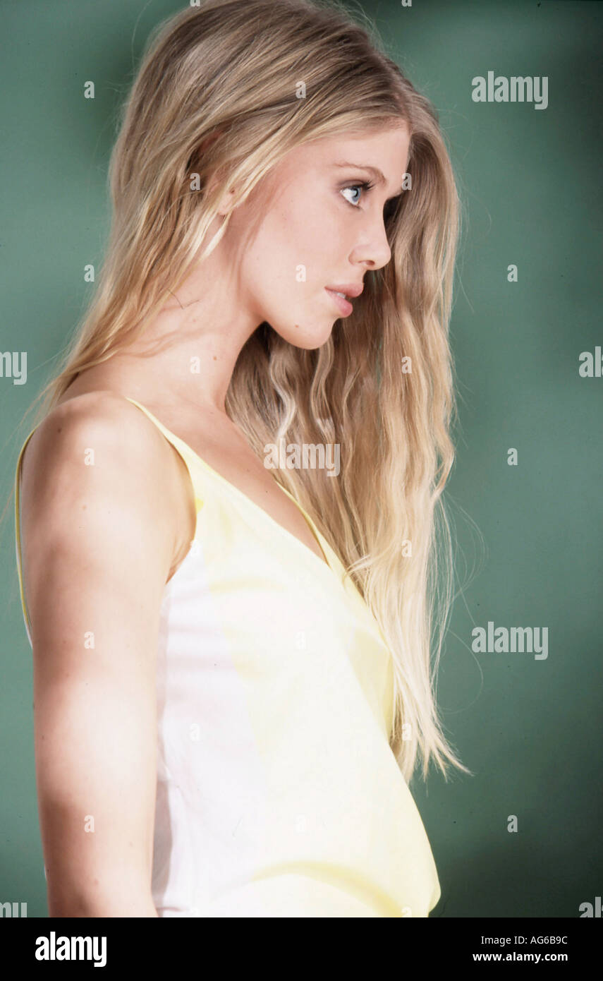 female profile in a summer top Stock Photo - Alamy