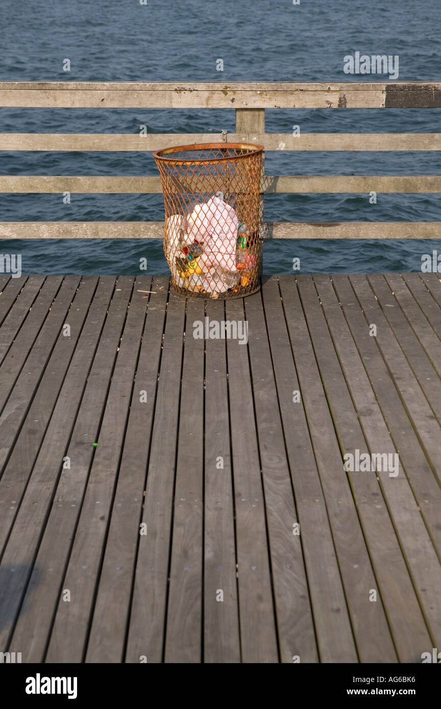 Rusting trash can on a jetty 2006 Stock Photo - Alamy