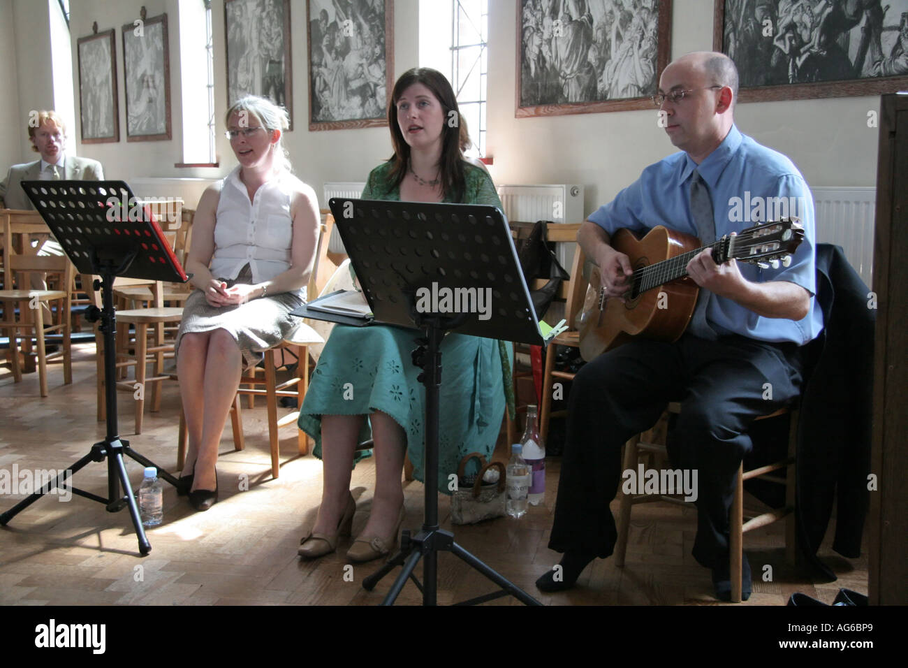 small church band performing during roman catholic wedding ceremony ...