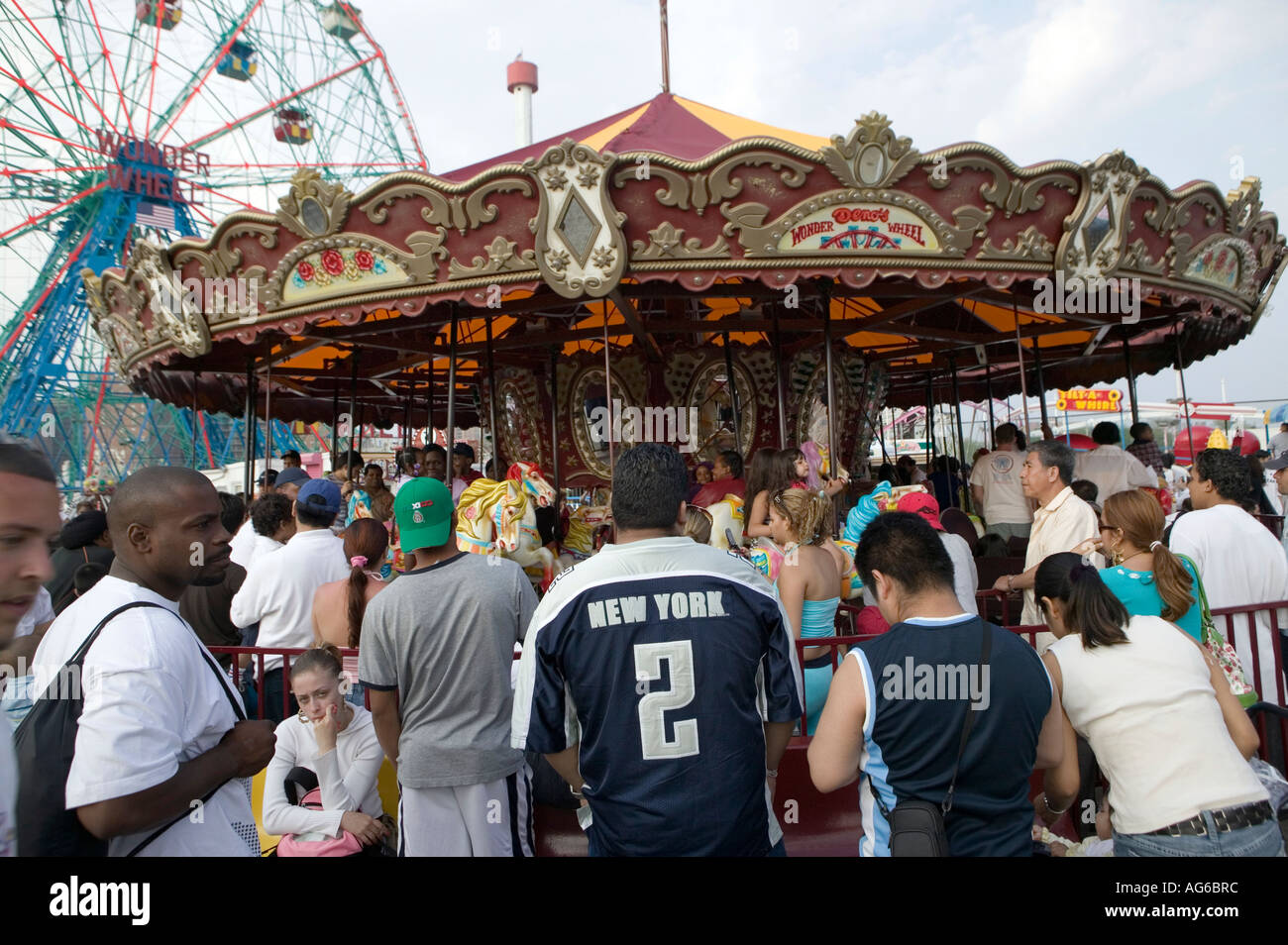 Merry go round at Coney Island fairground in New York City USA May 2006 ...