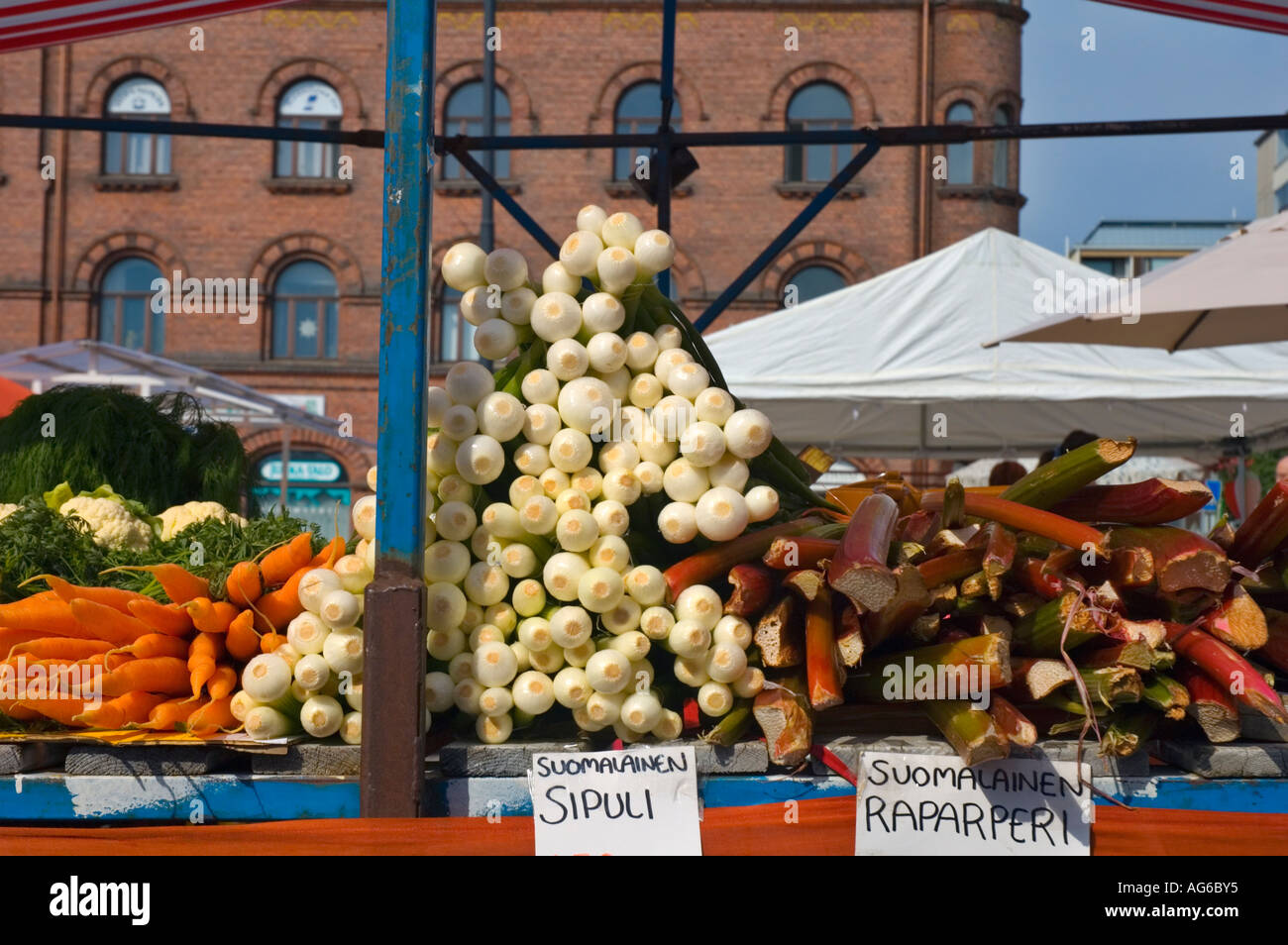 Finnish vegetables at Laukontori market in central Tampere Finland ...