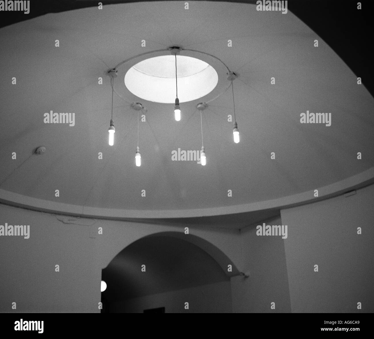 arched ceiling with lights monochrome London England Stock Photo - Alamy