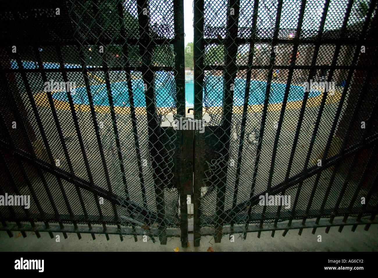 Locked door to a public swimming pool in New York City USA July 2006 ...