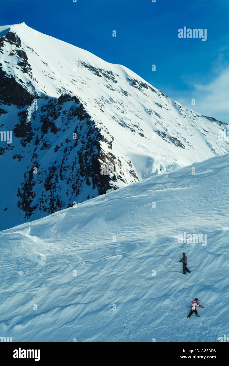 The Monch peak above Junfraujoch Bernese Oberland canton of Switzerland ...