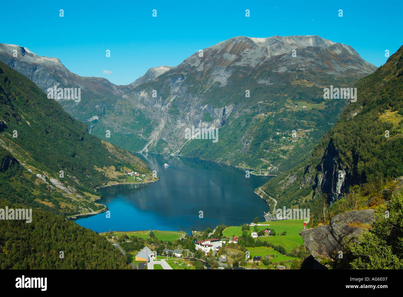 Geiranger and Geirangerfjord valley More and Romsdal western Norway EU ...