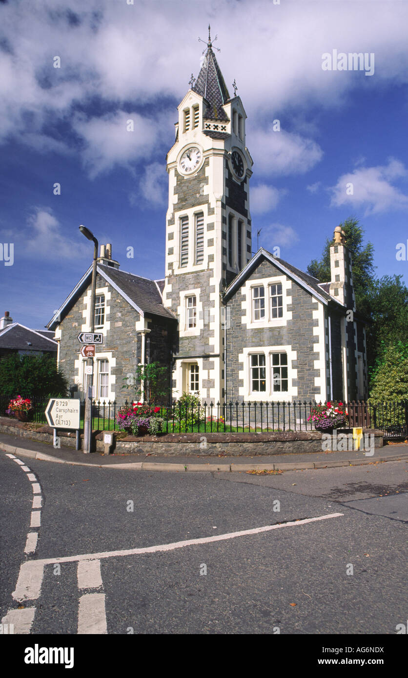 Clock tower in the centre of the sleepy village of Moniaive amoungest ...