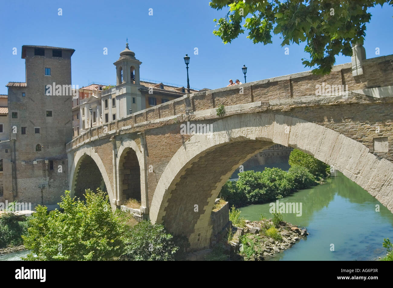 Ponte Fabricio Tiber Island Rome Italy Stock Photo - Alamy