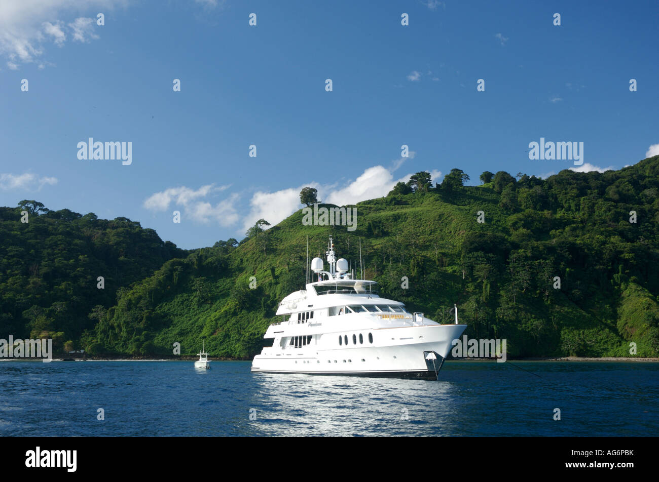 A private yacht at anchor in Cocos Island Costa Rica Stock Photo - Alamy