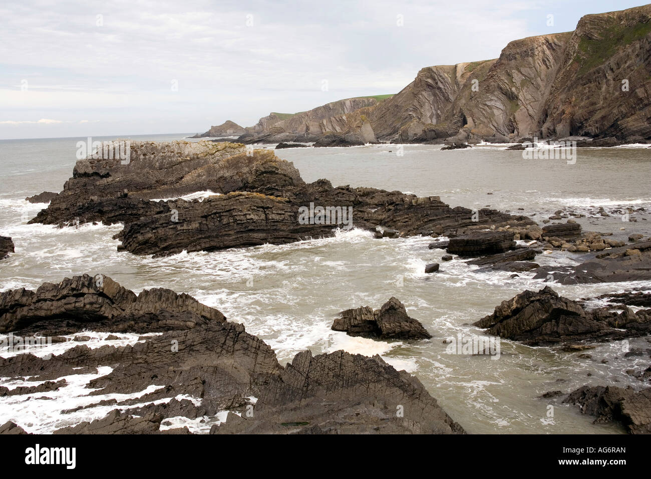 UK Devon Hartland Quay coastline at site of old harbour Stock Photo - Alamy