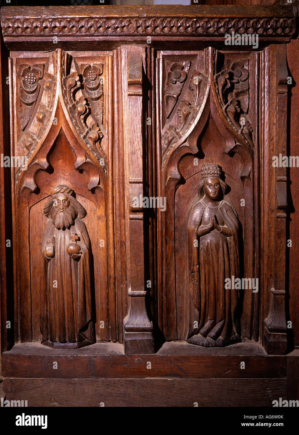 UK Suffolk Blythburgh Holy Trinity Church Royal figures carved in ...