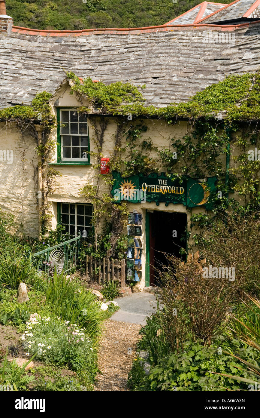 UK Cornwall Boscastle Otherworld New Age shop and garden Stock Photo ...