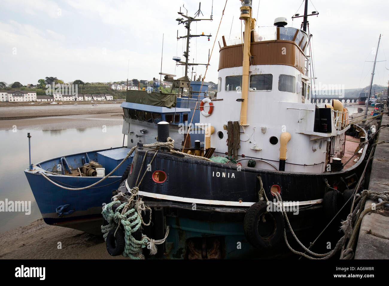 UK Devon Bideford River Torridge river tug boats moored at the ... UK Devon Bideford River Torridge river tug boats moored at the ...