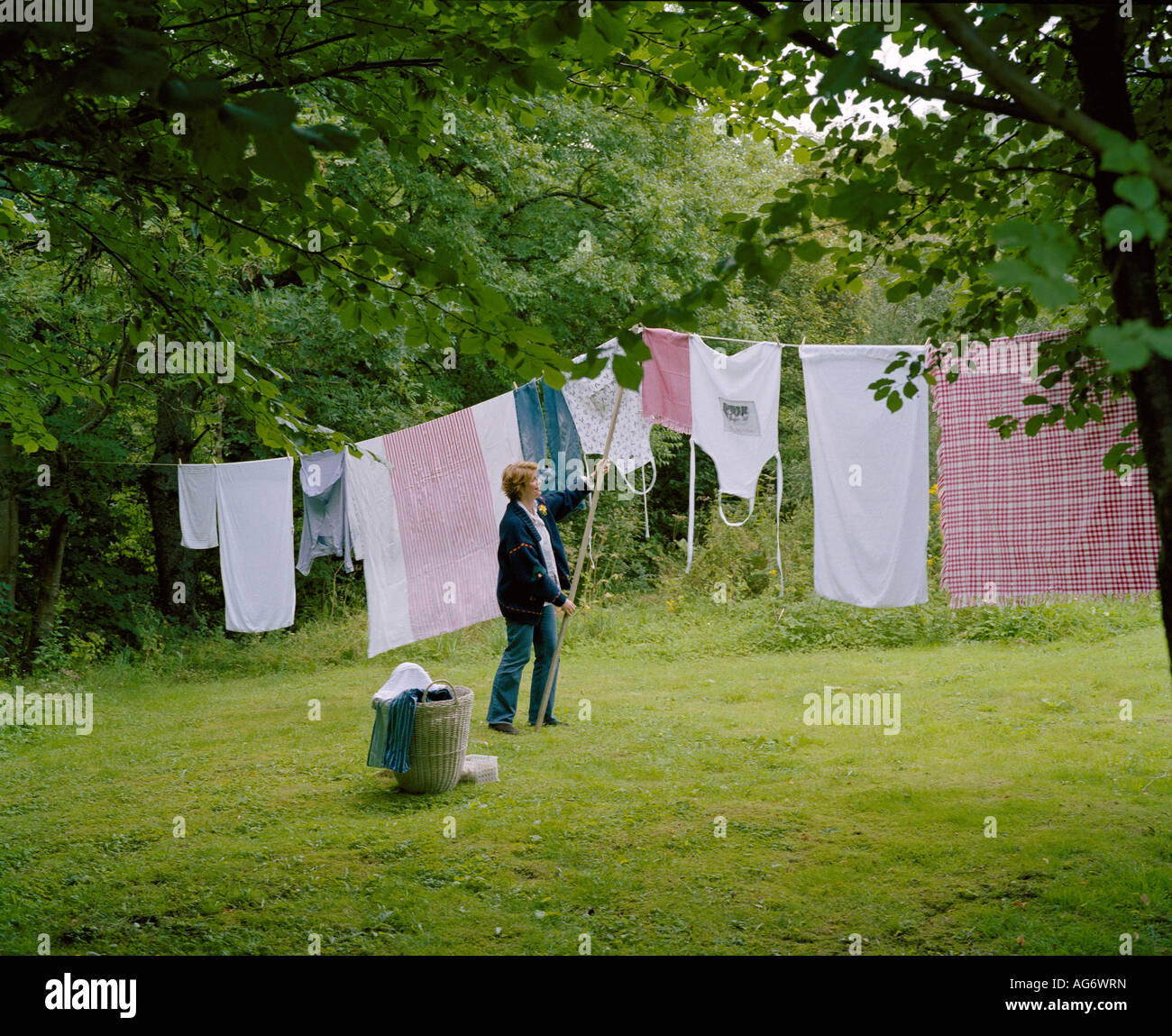 Washing line with clothes Stock Photo - Alamy