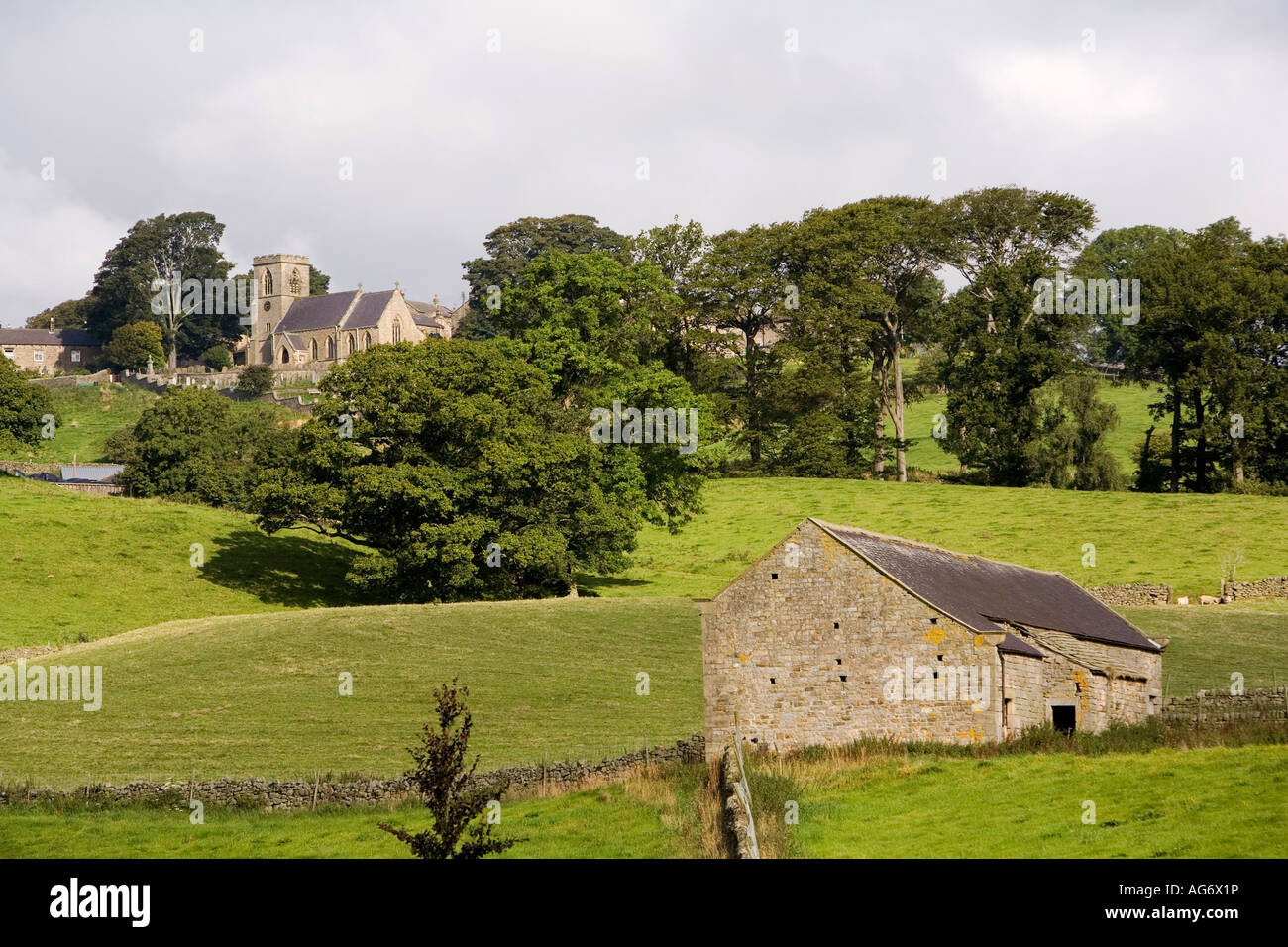 UK Yorkshire Nidderdale Middlesmoor St Chads hilltop church Stock Photo ...
