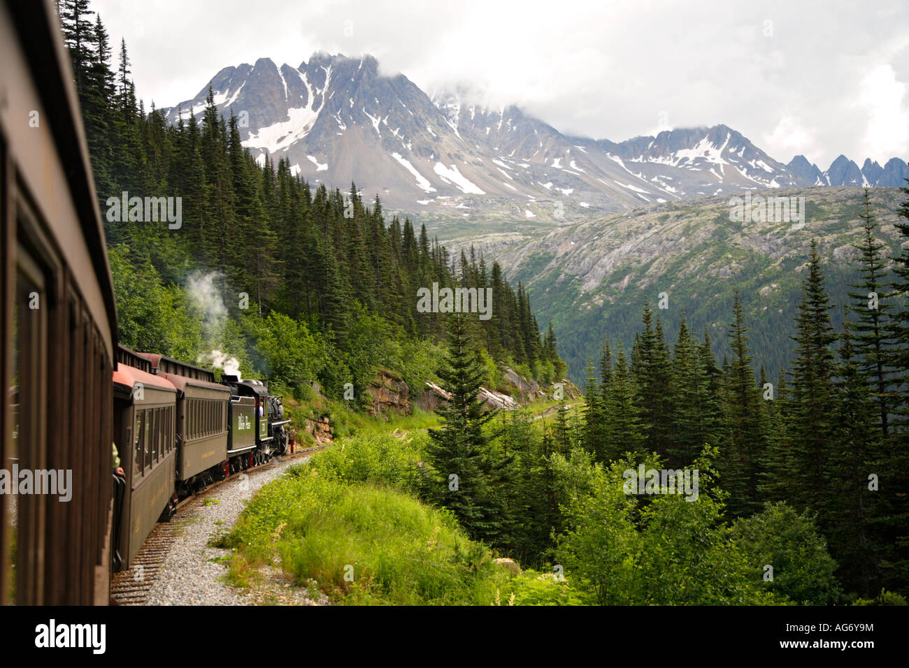 Aboard the White Pass Yukon Route Railroad from Skagway Alaska on ...