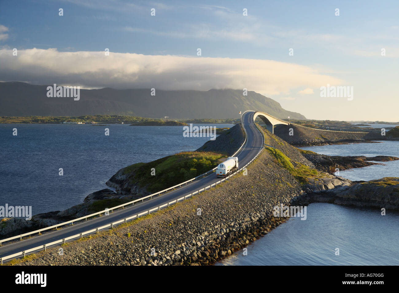 The Atlantic Road More og Romsdal Norway With a lorry on the ...