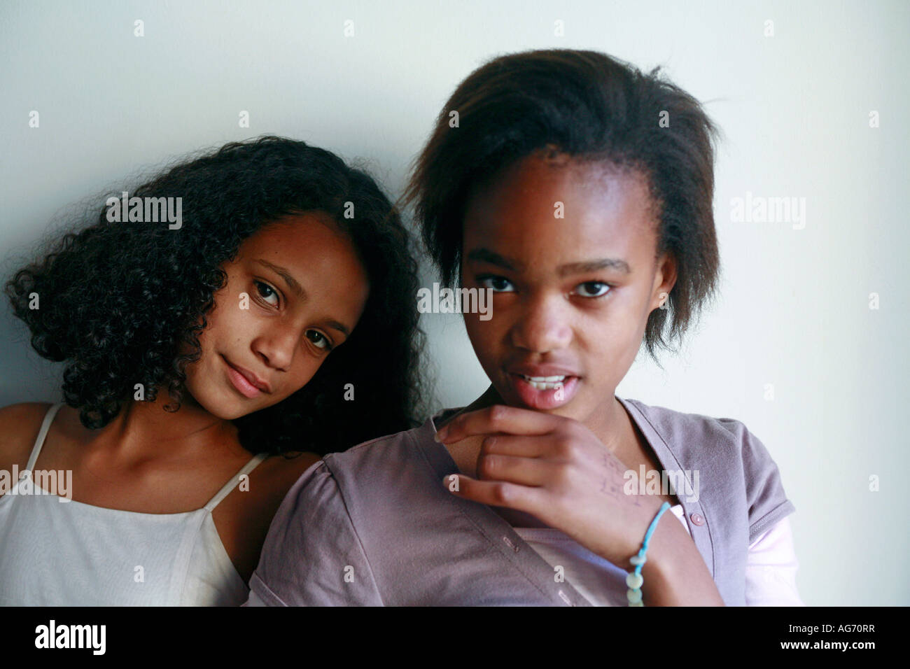 united kingdom london portrait of two black girls Stock Photo - Alamy