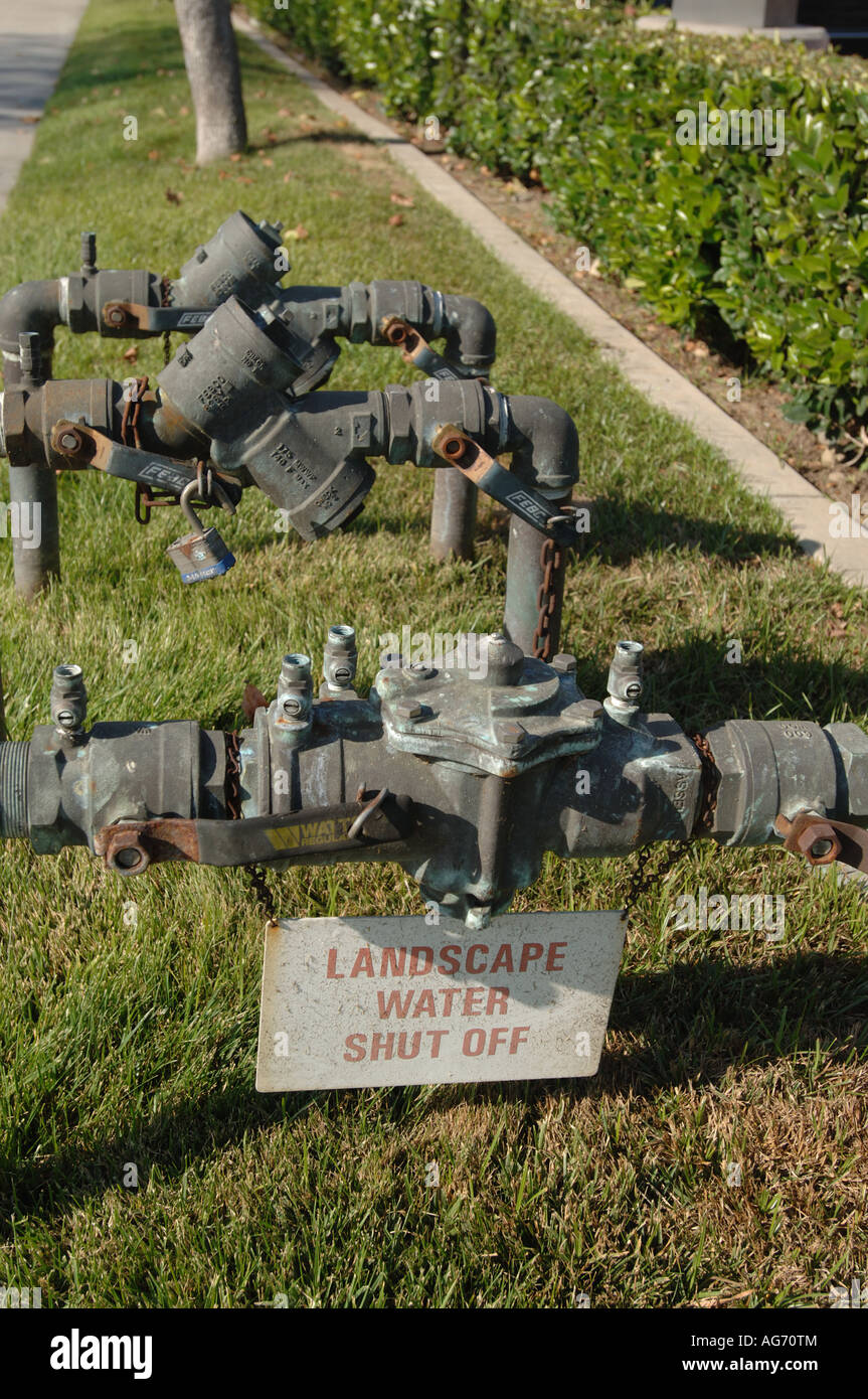 Landscape water shutoff and associated plumbing Stock Photo - Alamy