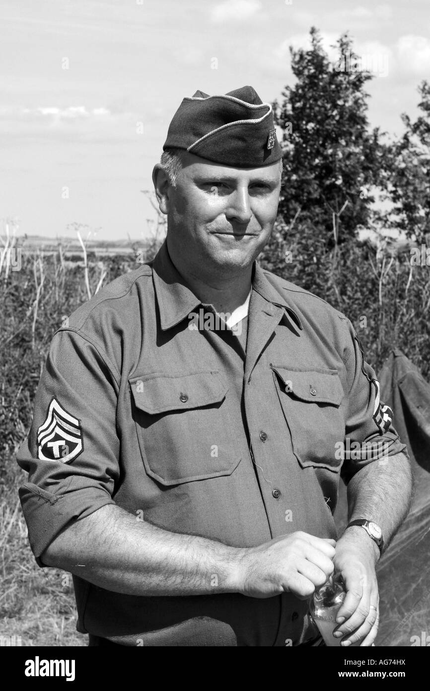 Portrait of a WW2 era USArmy GI Infantry soldier in Normandy France ...