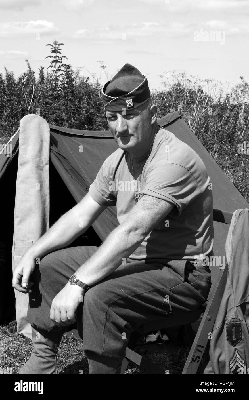 Portrait of a WW2 era USArmy GI Infantry soldier in Normandy France ...