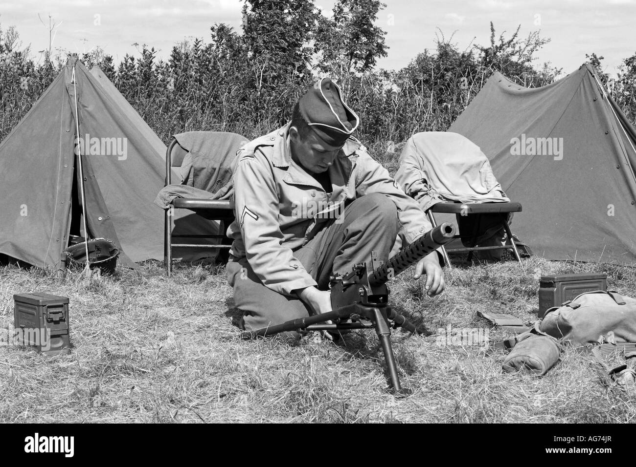 Portrait of a WW2 era USArmy GI Infantry soldier in Normandy France ...