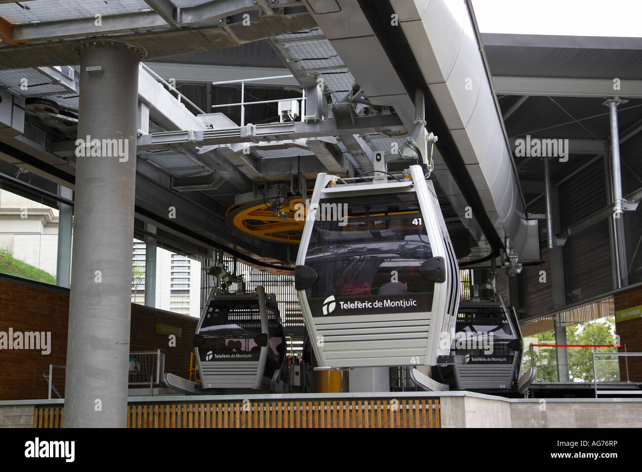 looking inside the teleferic de montjuic cable car station barcelona ...