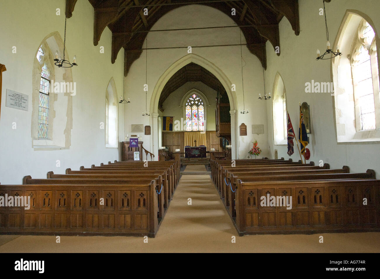 inside St Peter Church in Felsham Village Church, Suffolk, UK 2007 ...