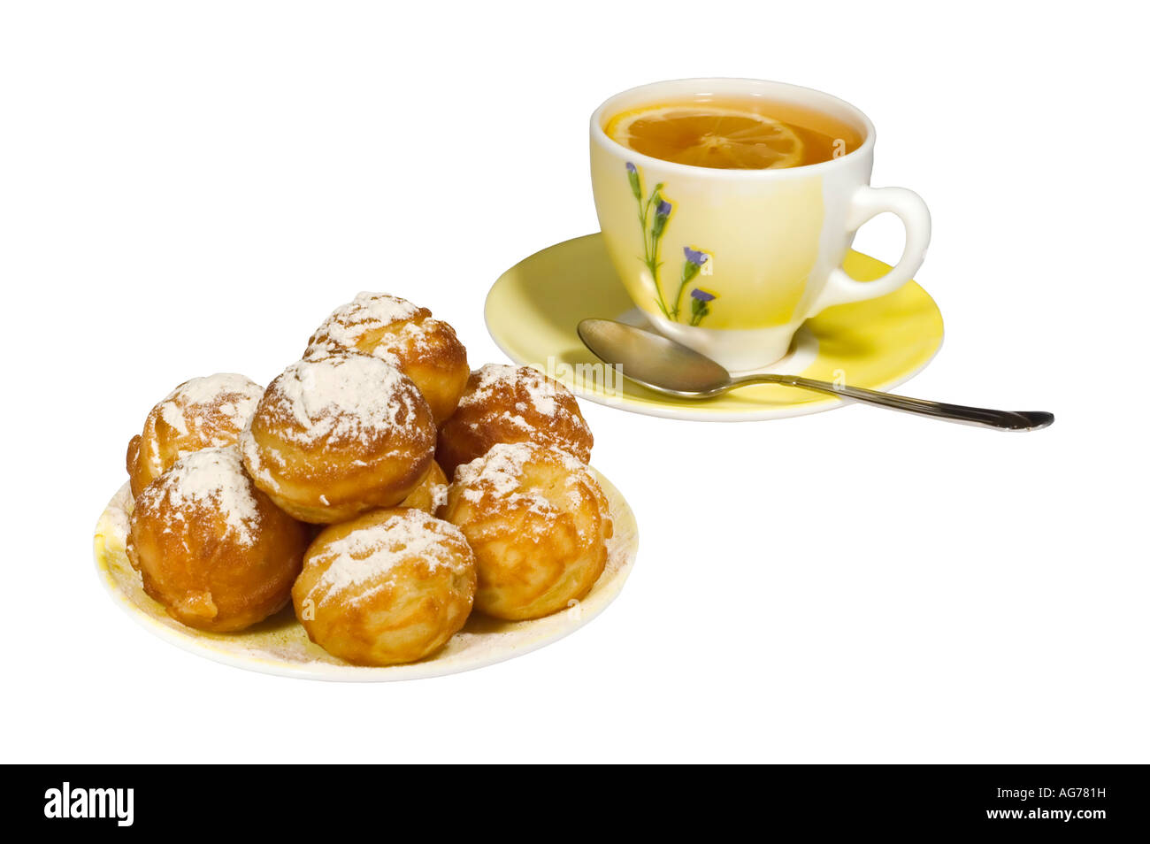 series isolated on white tea with Doughnut Stock Photo - Alamy