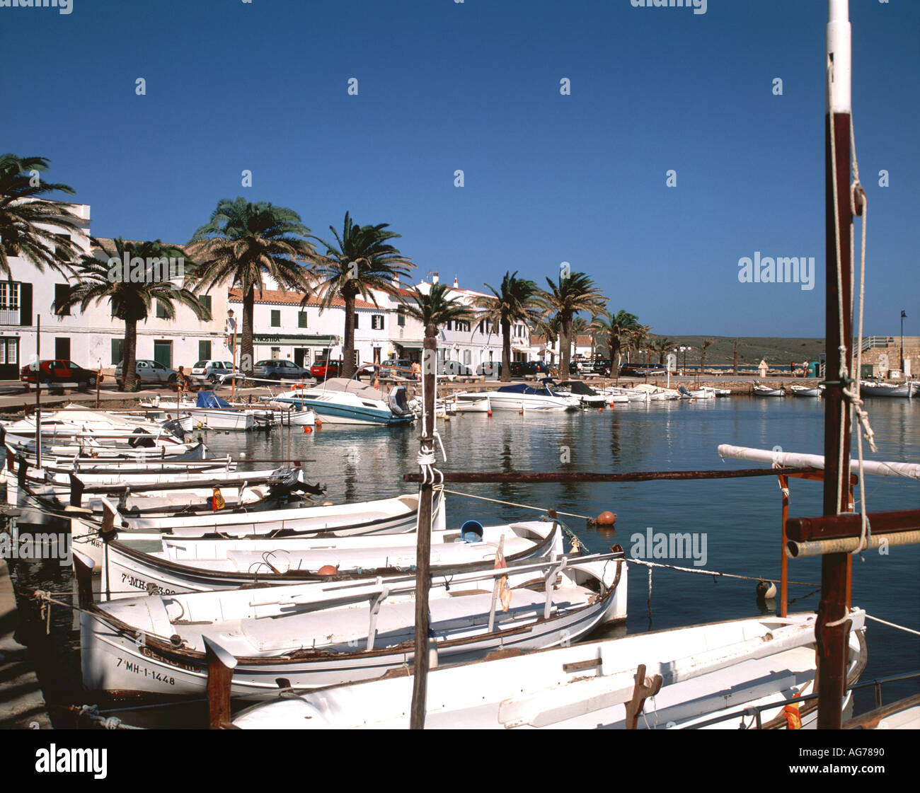 The harbour at Fornells Stock Photo - Alamy