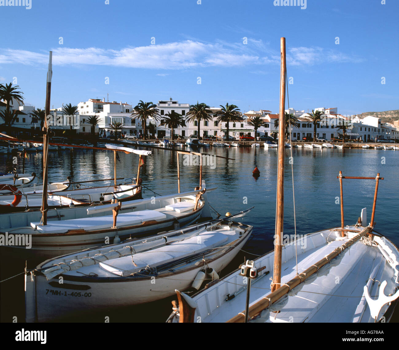 The harbour at Fornells Stock Photo - Alamy