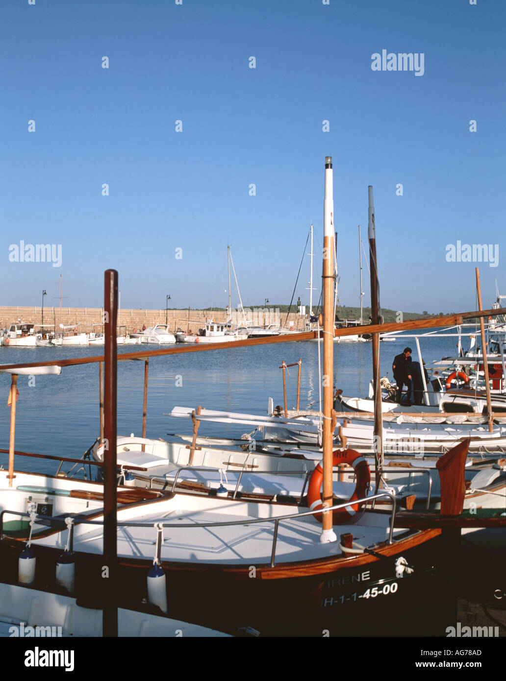 The harbour at Fornells Stock Photo - Alamy