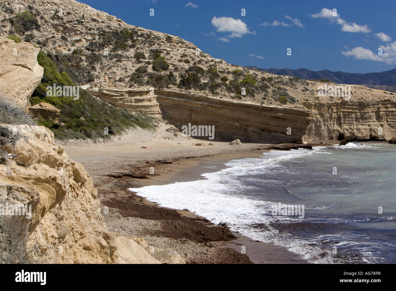 The quiet beach hidden away down a single track road at Fourni on the ...