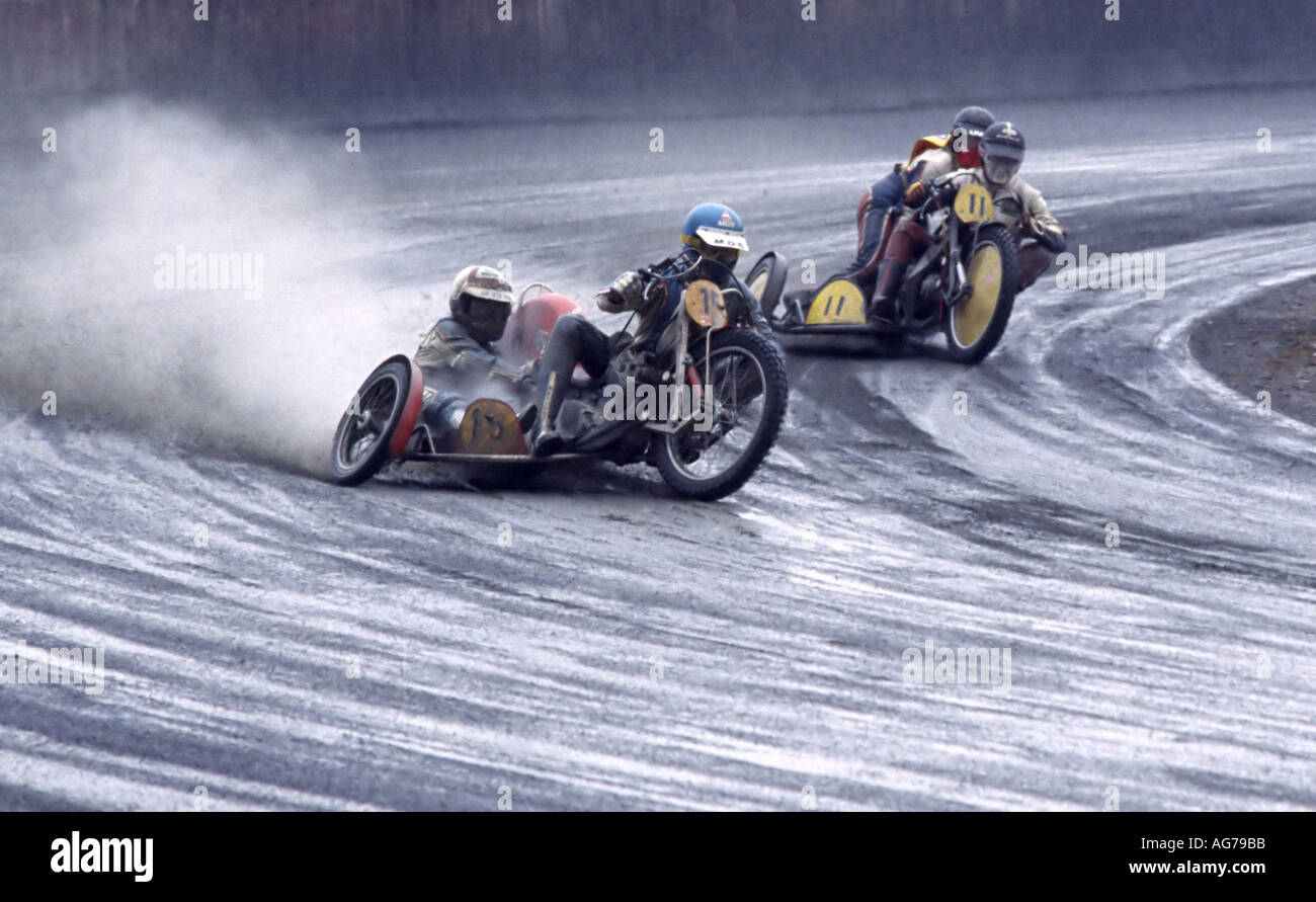 speedway motor cycle race on a race track Stock Photo - Alamy