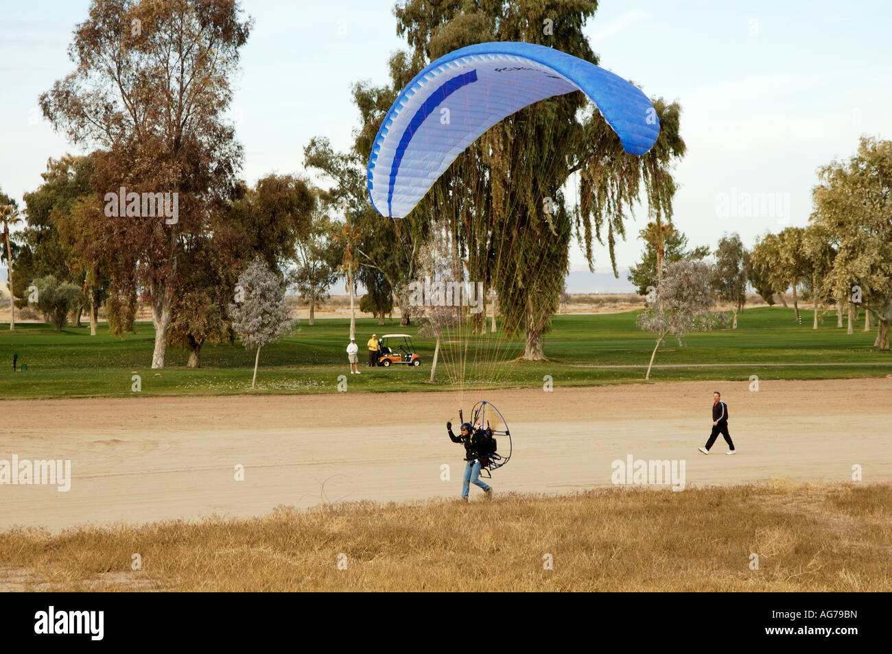 a powered paraglider pilot landing at the 4th annual Arizona Flying ...