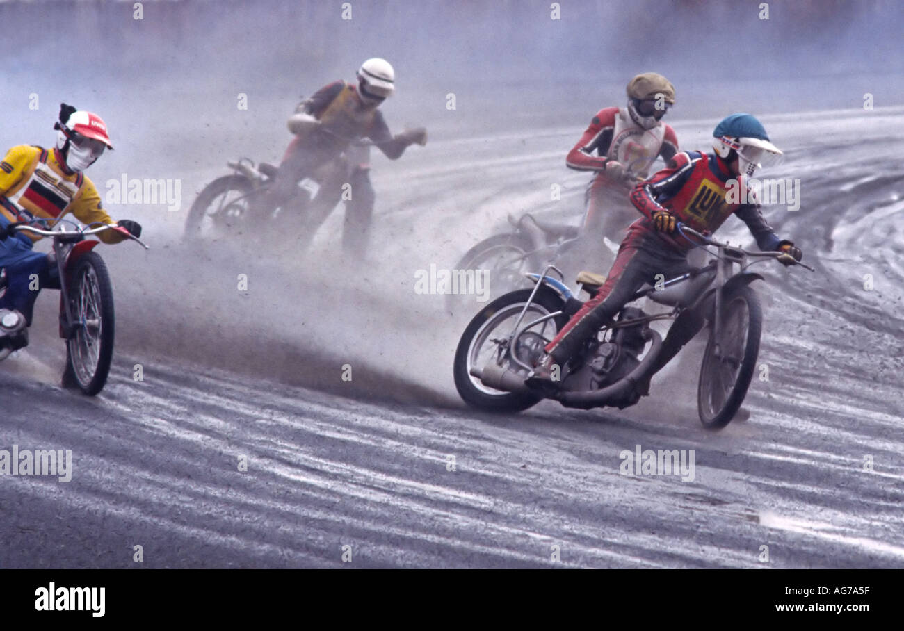 speedway motor cycle race on a race track Stock Photo - Alamy