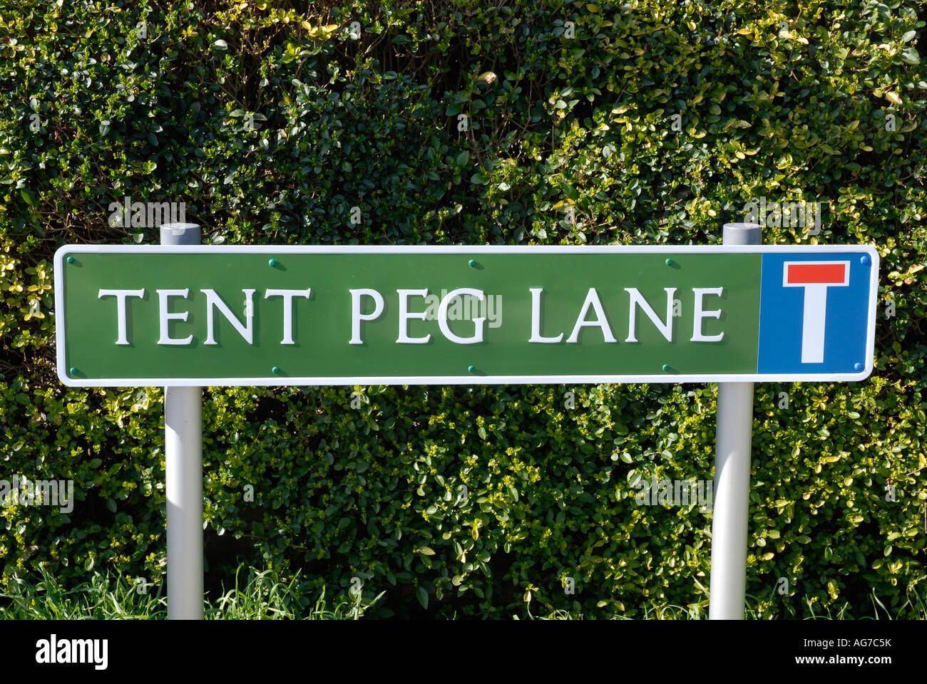 Sign for unusual street name 'Tent Peg Lane' Stock Photo - Alamy