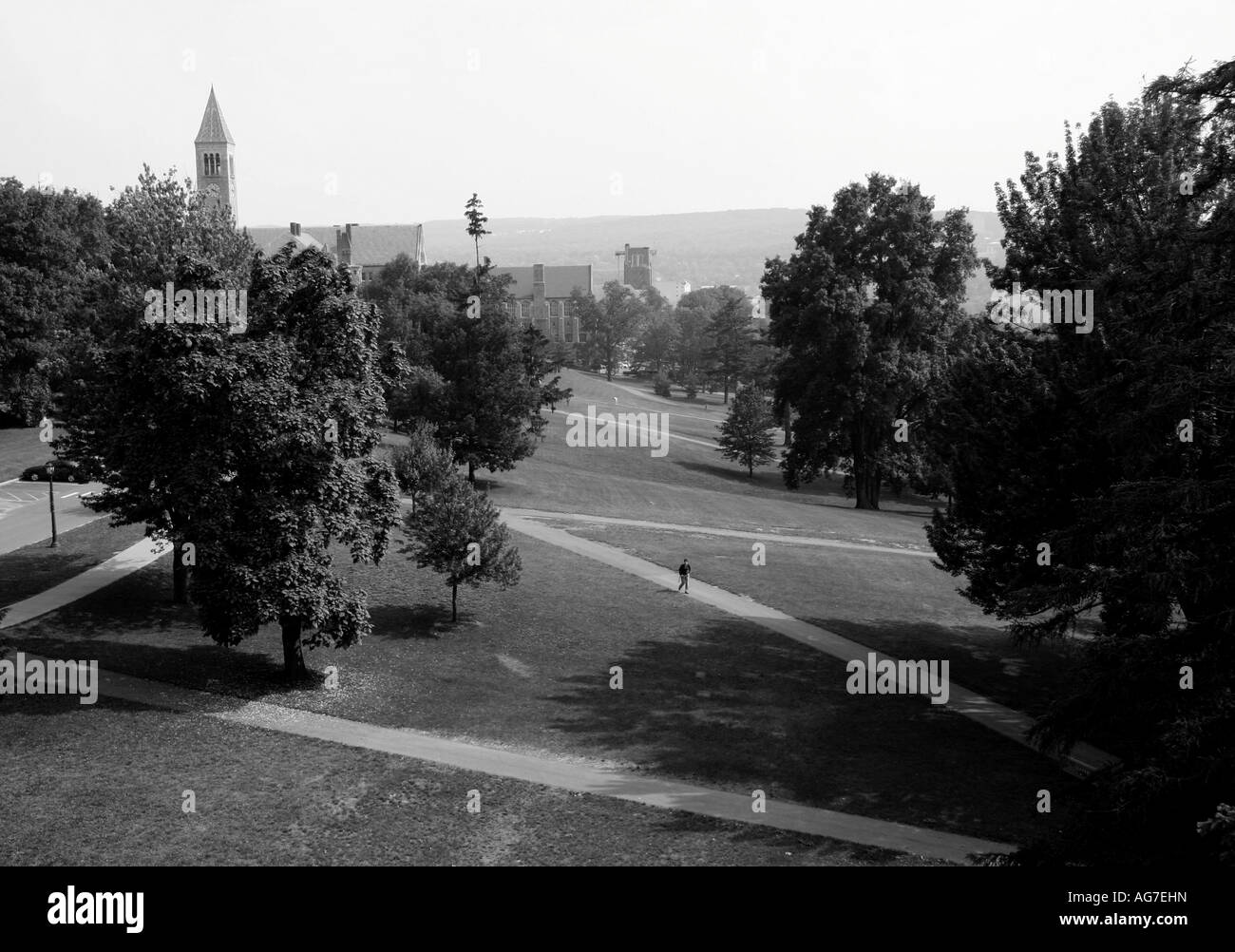 View of Cornell University campus showing geometric paths Stock Photo ...